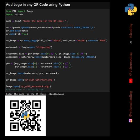 add logo in any qr code using python ~ computer languages clcoding