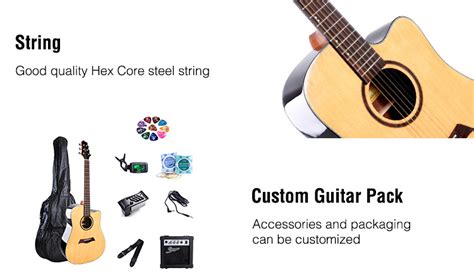 China Smiger Guitar 41inch Acoustic Bundle Rosewood 6 Steel Strings