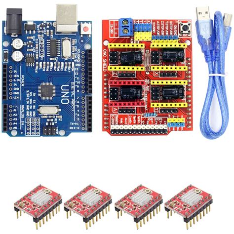 Kit Placa Uno Smd Com Cabo Para Arduino Shield Cnc 4x Drivers A4988