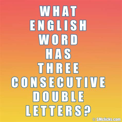 Riddle Answer What English Word Has Three Consecutive Double Letters