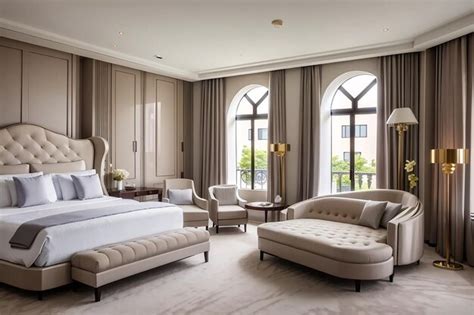 Premium Ai Image Luxury Classic Modern Bedroom Suite In Hotel