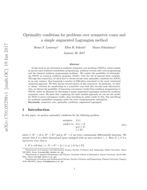 Pdf Optimality Conditions For Problems Over Symmetric Cones And A
