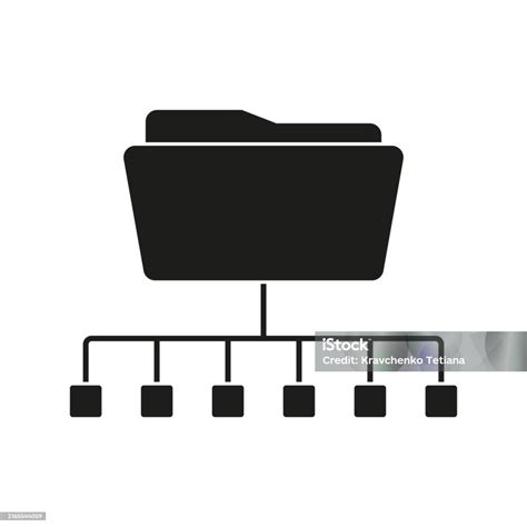 Folder Hierarchy Icon File Management Symbol Black And White Design Vector Illustration Stock