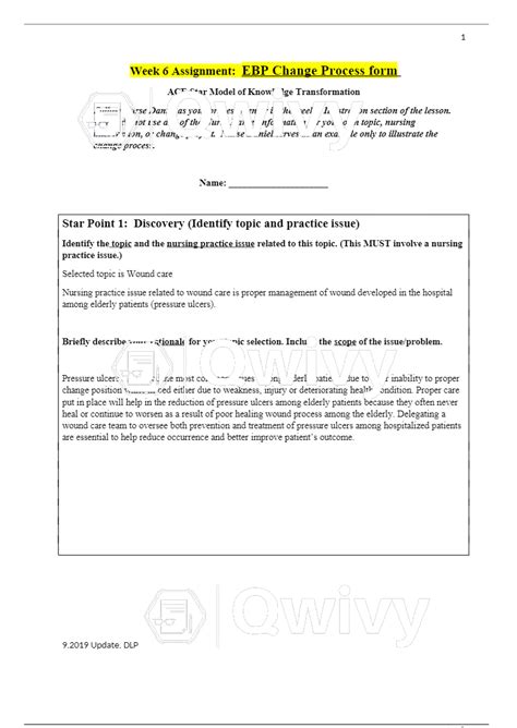 NR 451 Week 6 Assignment EBP Change Process Form DOWNLOAD TO GET THAT PASS 100 SURE