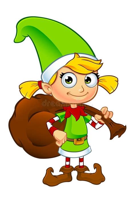Girl Elf Character In Green Stock Vector Illustration Of Xmas
