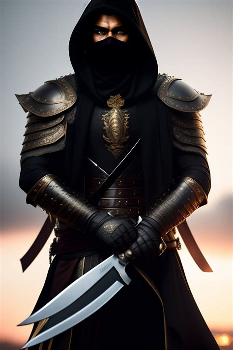 Lexica Masked Male Assassin Holding A Two Knives In Both Hands