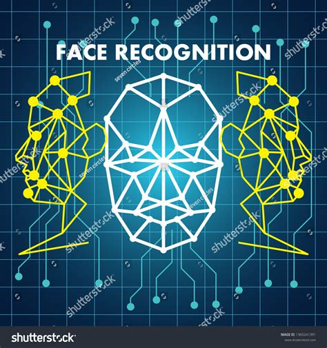 Human Face Recognition Scanning System Vector เวกเตอร์สต็อก ปลอดค่าลิขสิทธิ์ 1365241391