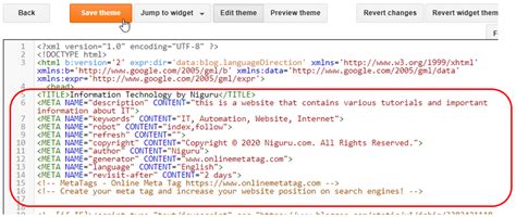 Membuat Meta Tag Secara Online Dan Menempatkan Pada Halaman Blogger Niguru Indonesia