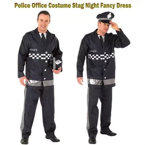Mens Police Office Costume Stag Night Adult Fancy Dress Cop Halloween