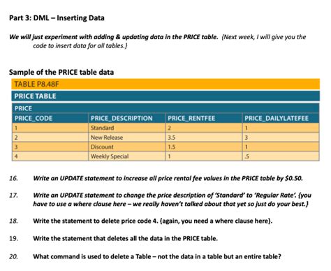 Solved Part 3 Dml Inserting Data We Will Just Experiment