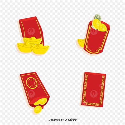 Gold Envelope Png Image Vector Red Envelope Gold Coin Set Element Get