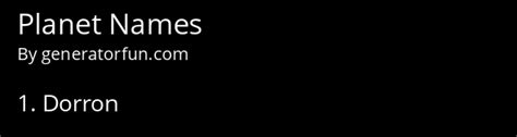 Planet Name Generator Generate A Random Planet Name