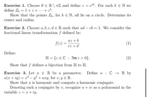 solved exercise 1 choose θ∈r πz and define z eiθ for each