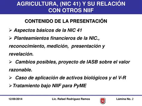 PPT AGRICULTURA NIC 41 Y SU RELACIÓN CON OTROS NIIF PowerPoint