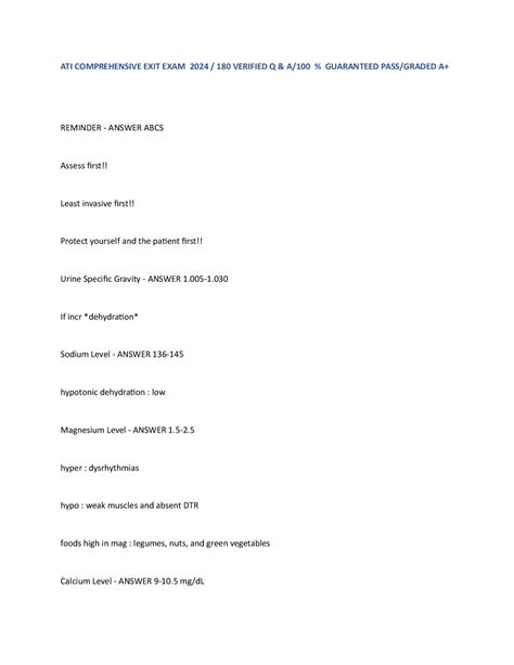 Comprehensive Nursing Knowledge Compendium Exams Nursing Docsity