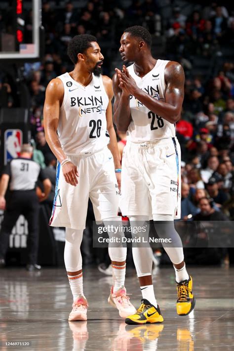 Spencer Dinwiddie And Dorian Finney Smith Of The Brooklyn Nets Look