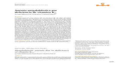 Anemia Megaloblástica Por Deficiencia De Vitamina B12 · Anemia