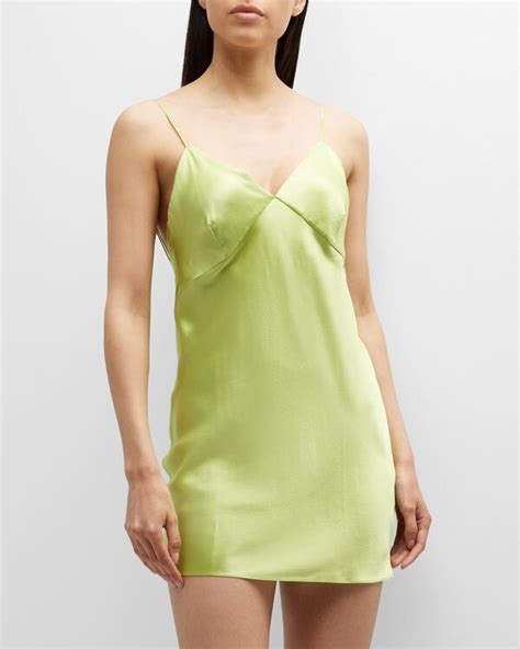 Olivia Von Halle Xena Low Cut Mini Silk Slip Dress Editorialist