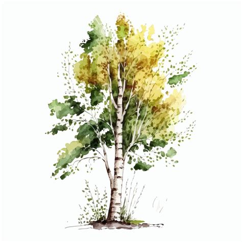 Premium Vector Watercolor Hand Drawn Sketch Birch Tree Handdrawn