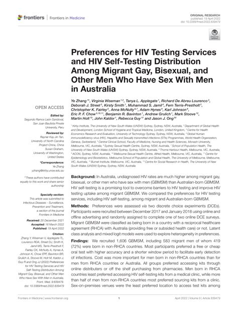 Pdf Preferences For Hiv Testing Services And Hiv Self Testing