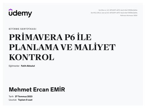 Mehmet Ercan Emİr Linkedin‘de Udemy Course Completion Certificate