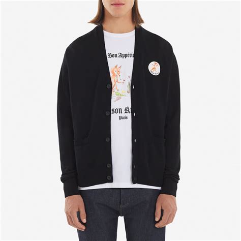 Maison Kitsuné 黑色olympia灑花狐狸針織外套 L 誠品線上
