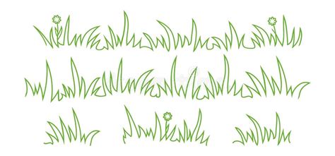 Grass Linear Icon Meadow And Flower Doodle Outline Design Bush Tuft