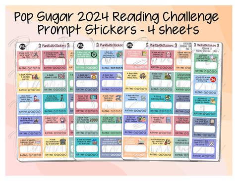 2024 Popsugar Reading Challenge Planner Sticker Kit For Book Planner A