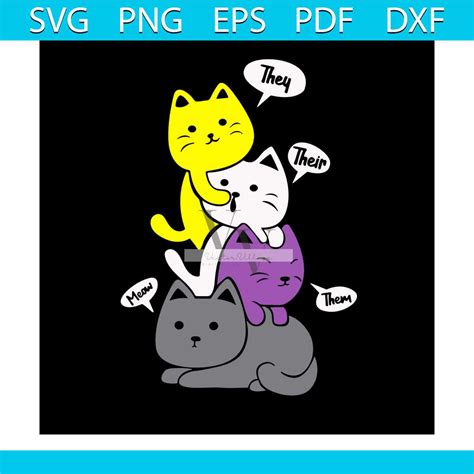 Nonbinary They Their Them Meow Cute Kawaii 2022 Svg Trendin Inspire Uplift