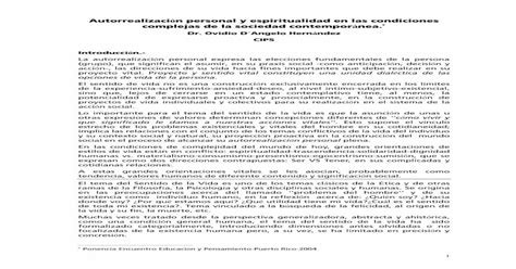Autorrealización Personal Y Espiritualidad En Las · Importancia En