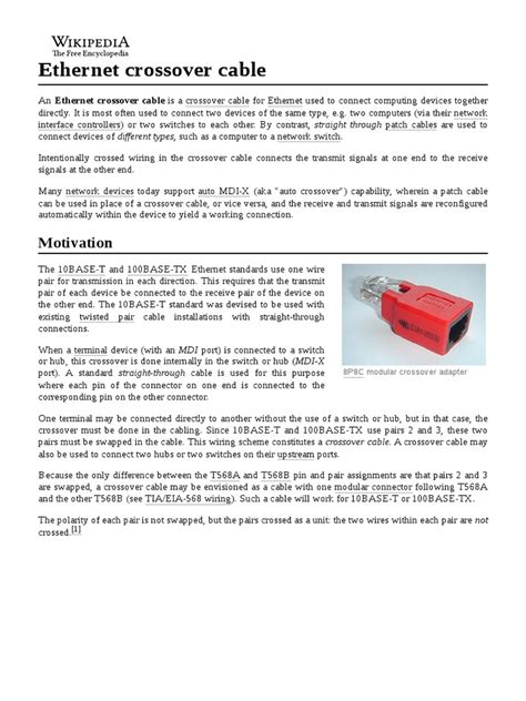 Ethernet Crossover Cable Pdf Computer Hardware Information And Communications Technology