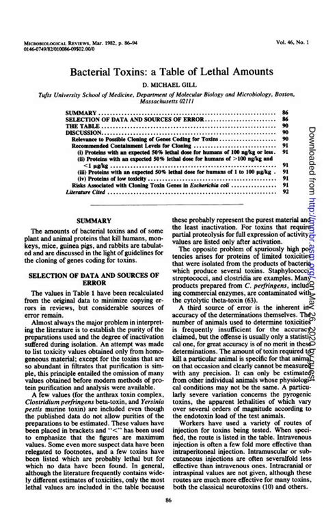 Pdf Bacterial Toxins Table Oflethal Amounts · Bacterial Toxins