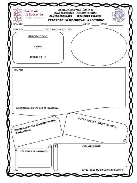 Formato De Lectura De Comprensión Pdf