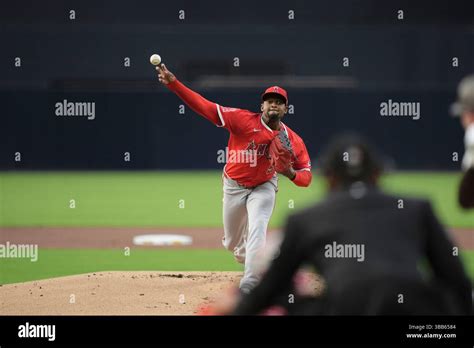 Los Angeles Angels Starting Pitcher Jose Soriano Works Against A San Diego Padres Batter During