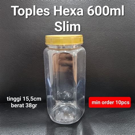 Jual Toples Hexagonal SLIM 600ml Toples Segi Enam Slim 600ml Shopee