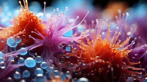 Candida And Bacteria Colonies Under A Microscope Generative Ai Stock