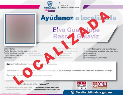 Elvarascon Localizada Fiscalía General Del Estado De Chihuahua