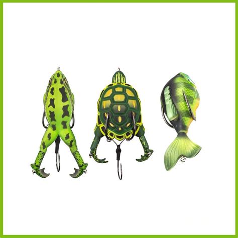 Kit Turtle Frog Sun Fish Topwater Bait Bass Weedless Hooks Prop Fishing