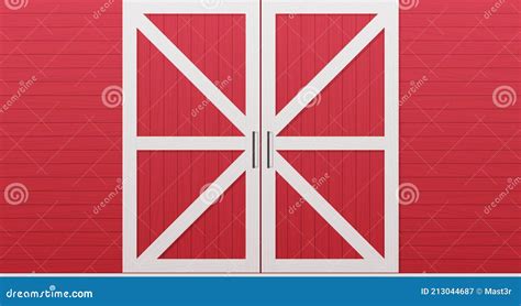 Red Wooden Barn Door Front Side Background Horizontal Stock Vector