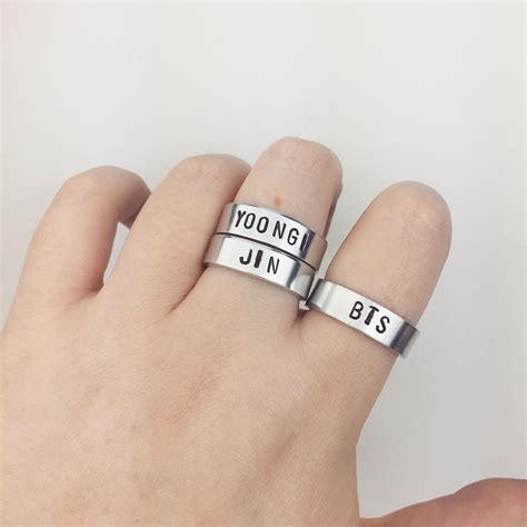 Bts Ring Silver Jimin Jungkook V Suga Jin J Hope Taehyung Rm Etsy
