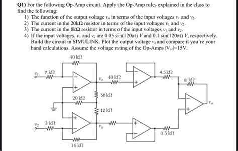 Solved Q For The Following Op Circuit Apply The Chegg