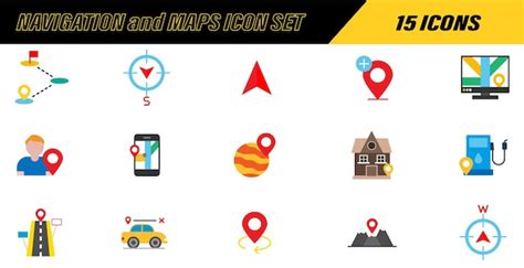 Premium Vector Navigation And Maps Icon Set Location Map Gps Place