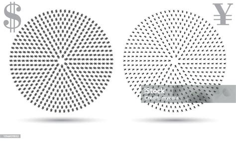 하프톤 달러와 위안 은 원 형태로 서명합니다 둥근 로고 또는 아이콘 벡터 프레임을 디자인 요소로 지정합니다 0명에 대한 스톡 벡터 아트 및 기타 이미지 Istock
