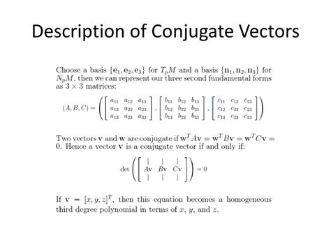 conjugate vector at collection of conjugate vector