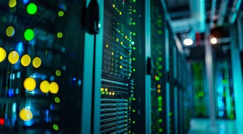 Premium Photo Stateoftheart Modern Data Center Featuring Bright Led Indicators For Enhanced