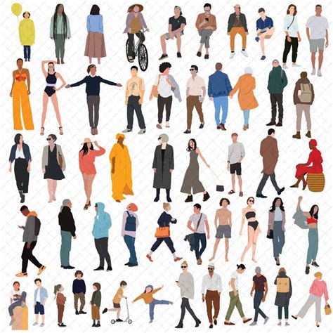 Flat Vector Human Scales 52 Figures Toffu Co Human People Cutout