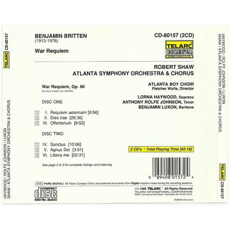Benjamin Britten Robert Shaw Atlanta Symphony Orchestra Atlanta