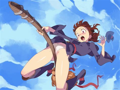 Rule 34 1girls O Akko Kagari Artist Name Atsuko Kagari Belt Blue Sky Boots Breasts Broom