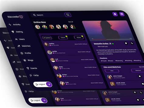 Dating Dashboard Ui Dark Theme Dashboard By Maahiuxui On Dribbble