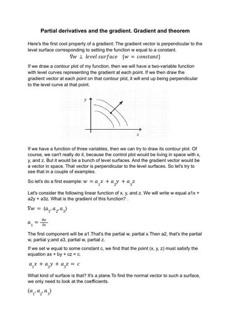 Partial Derivatives And The Gradient Gradient And Theorem